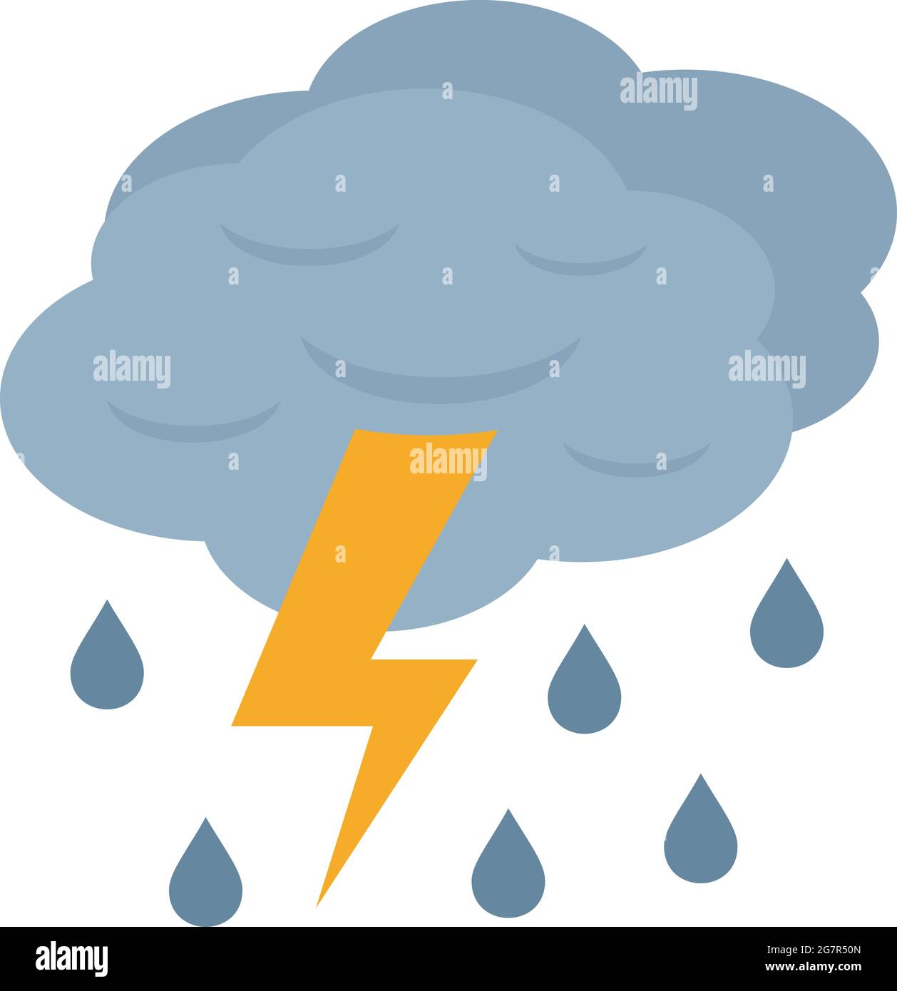 Thunderstorm cloud icon. Flat illustration of thunderstorm cloud vector icon isolated on white ...
