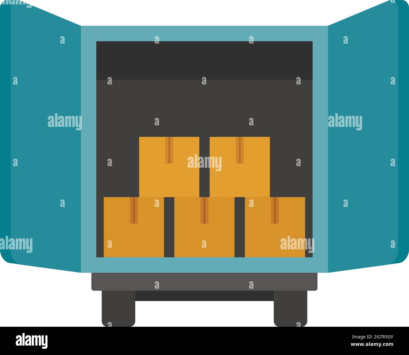 Open warehouse truck icon. Flat illustration of open warehouse truck ...