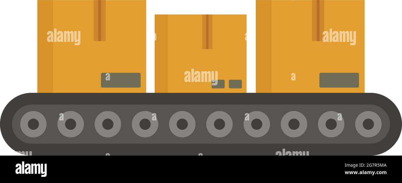 Parcel assembly line icon. Flat illustration of parcel assembly line ...