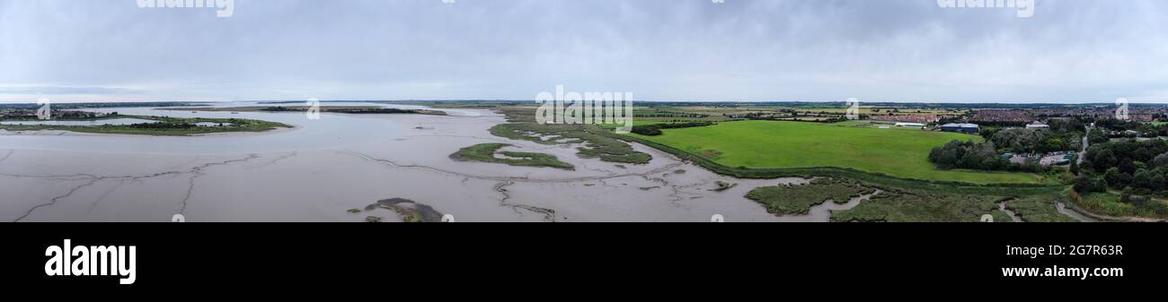 panoramic landscape image of maldon mud banks when the tie is out Stock ...