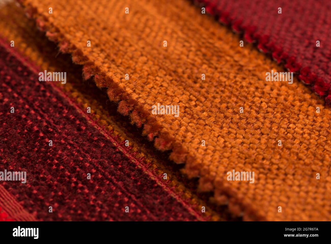 Closeup detail of red fabric texture background Stock Photo - Alamy