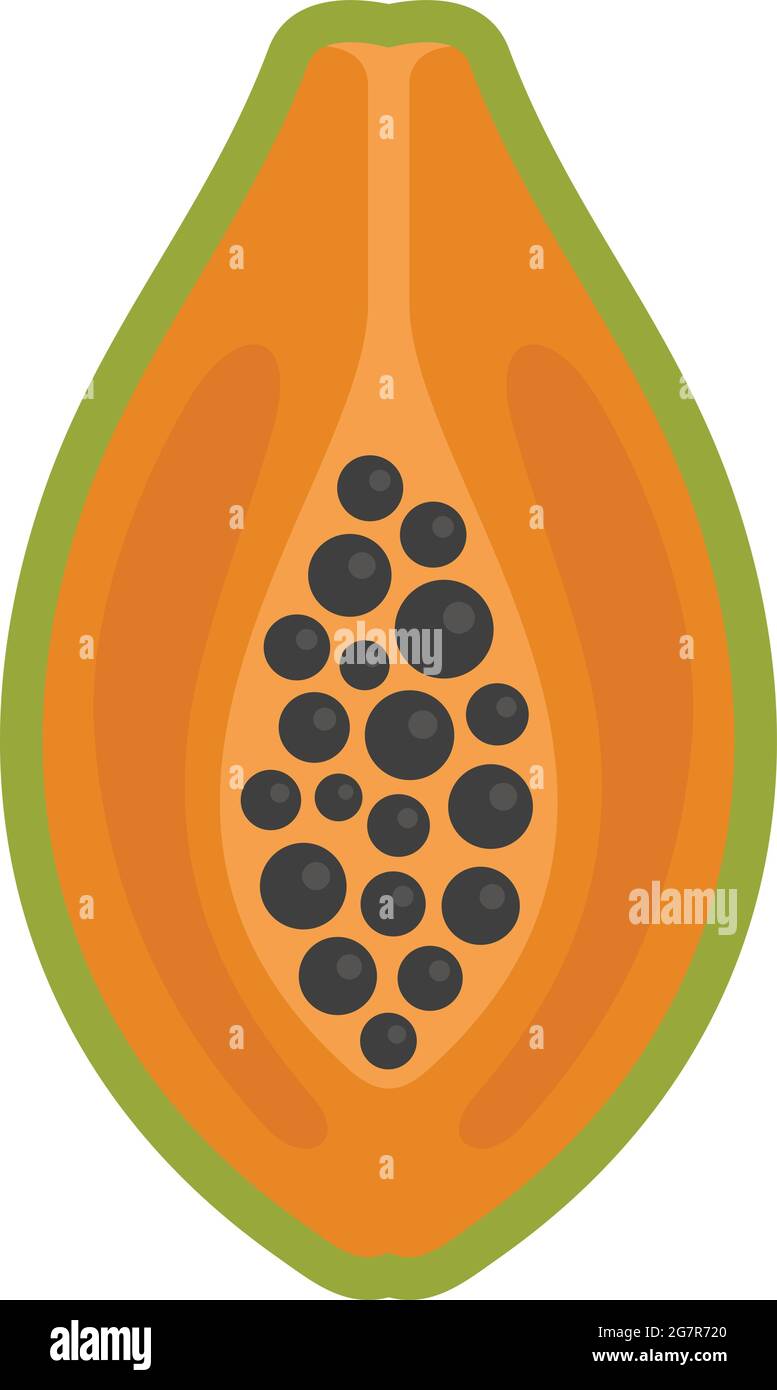 Half papaya icon. Flat illustration of half papaya vector icon isolated ...