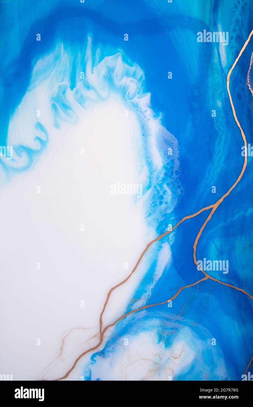 Part of original resin art, epoxy resin painting. Marble texture. Fluid ...