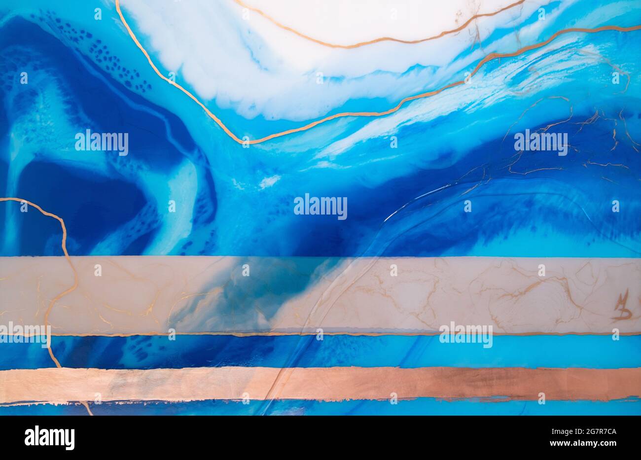 Part of original resin art, epoxy resin painting. Marble texture. Fluid ...