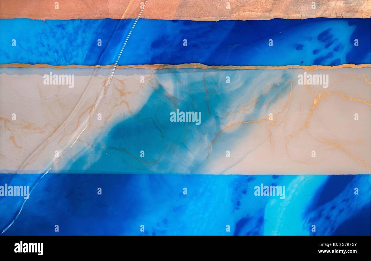 Part of original resin art, epoxy resin painting. Marble texture. Fluid ...