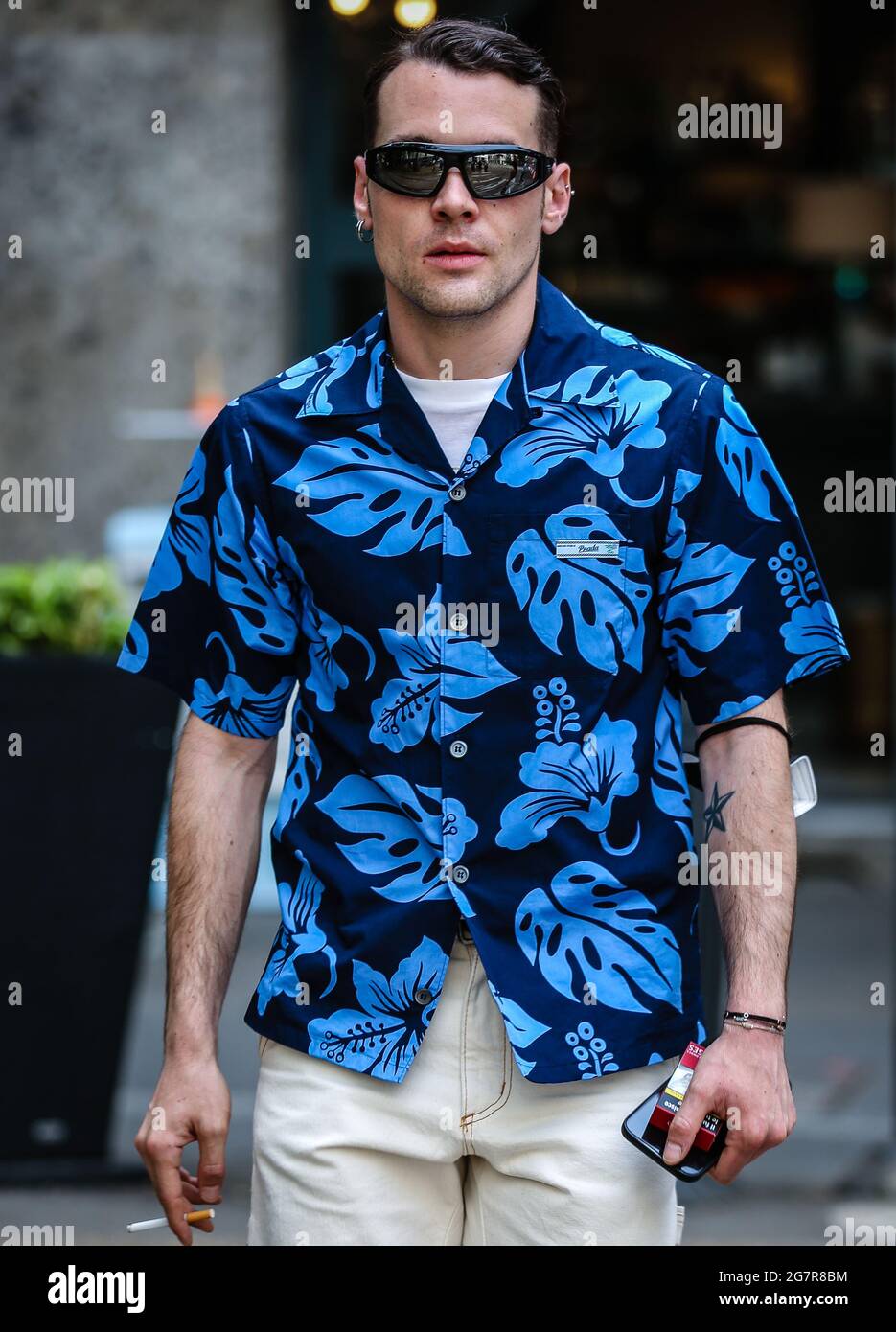 MILAN, Italy- June 19 2021: Nicolo' Andreoni on the street in Milan ...