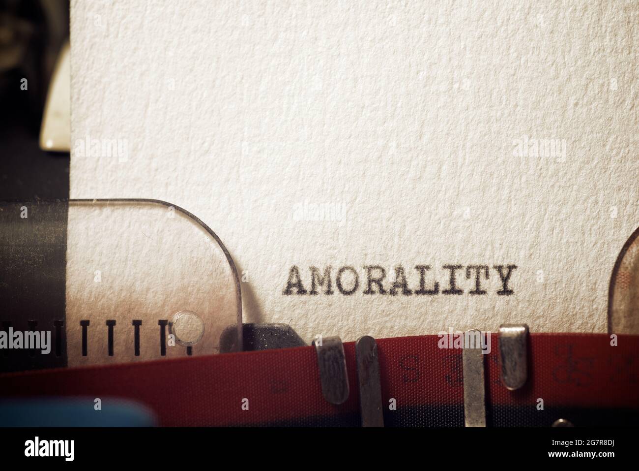 The word amorality written with a typewriter Stock Photo - Alamy