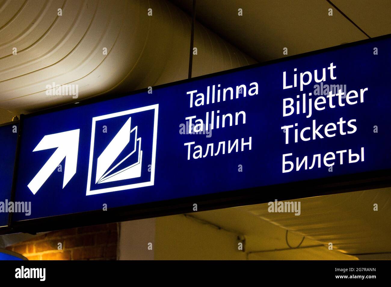 A directions to Tallinn, Estonia, inside the Helsinki Ferry Terminal ...