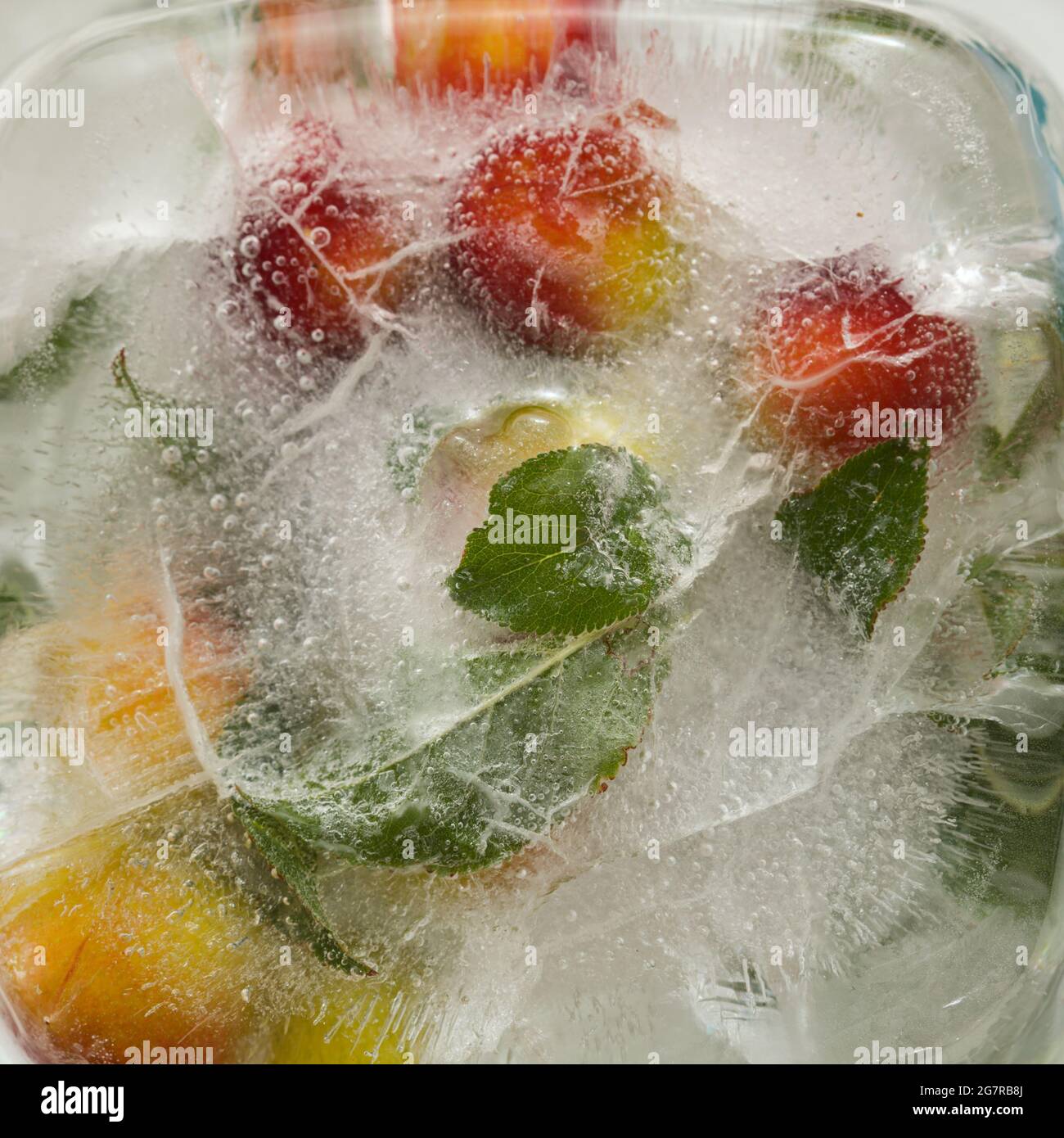 Ice texture with small round plums inside the layer of ice Stock Photo ...