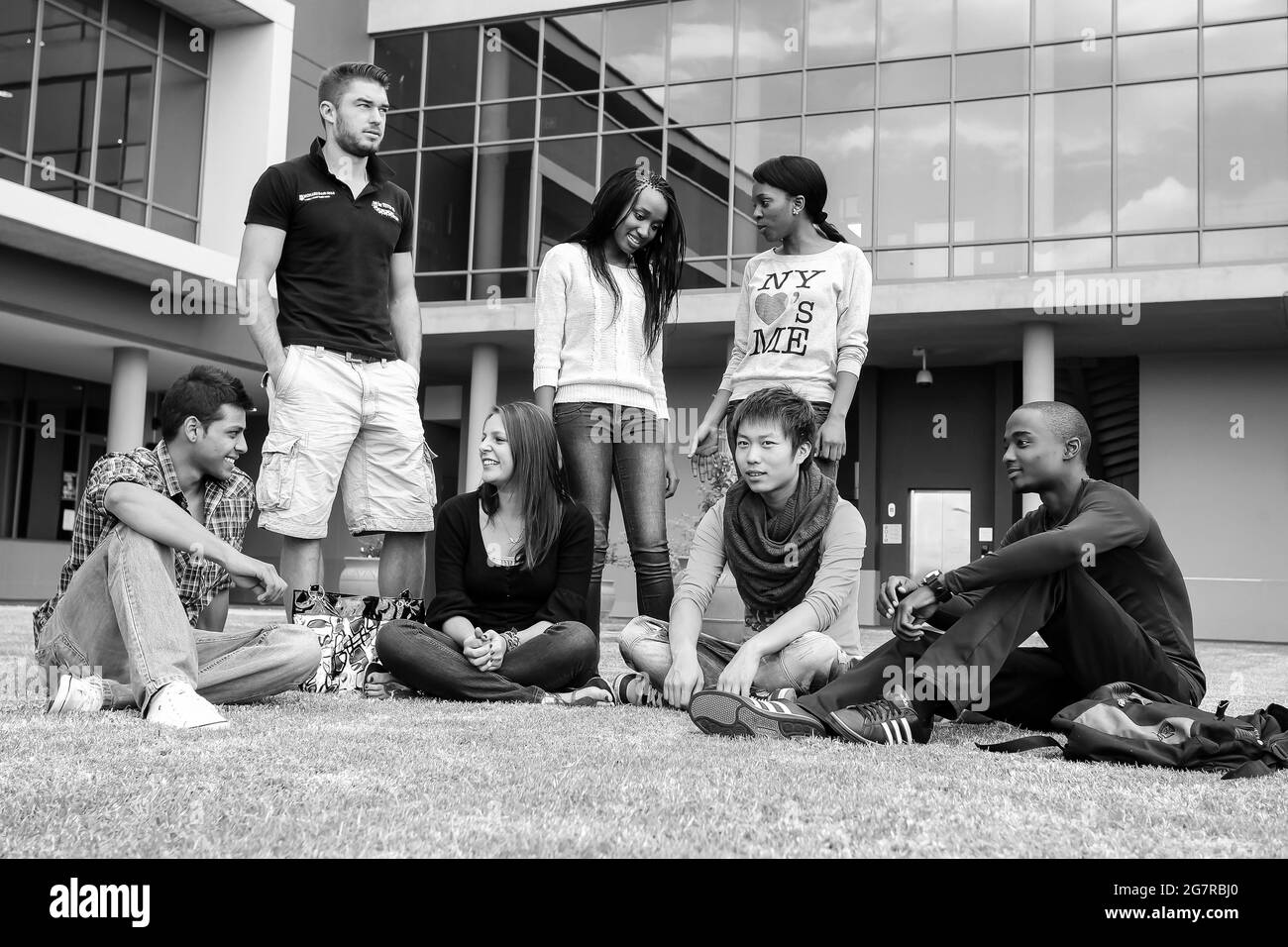 JOHANNESBURG, SOUTH AFRICA - Jan 05, 2021: A grayscale shot of a group ...