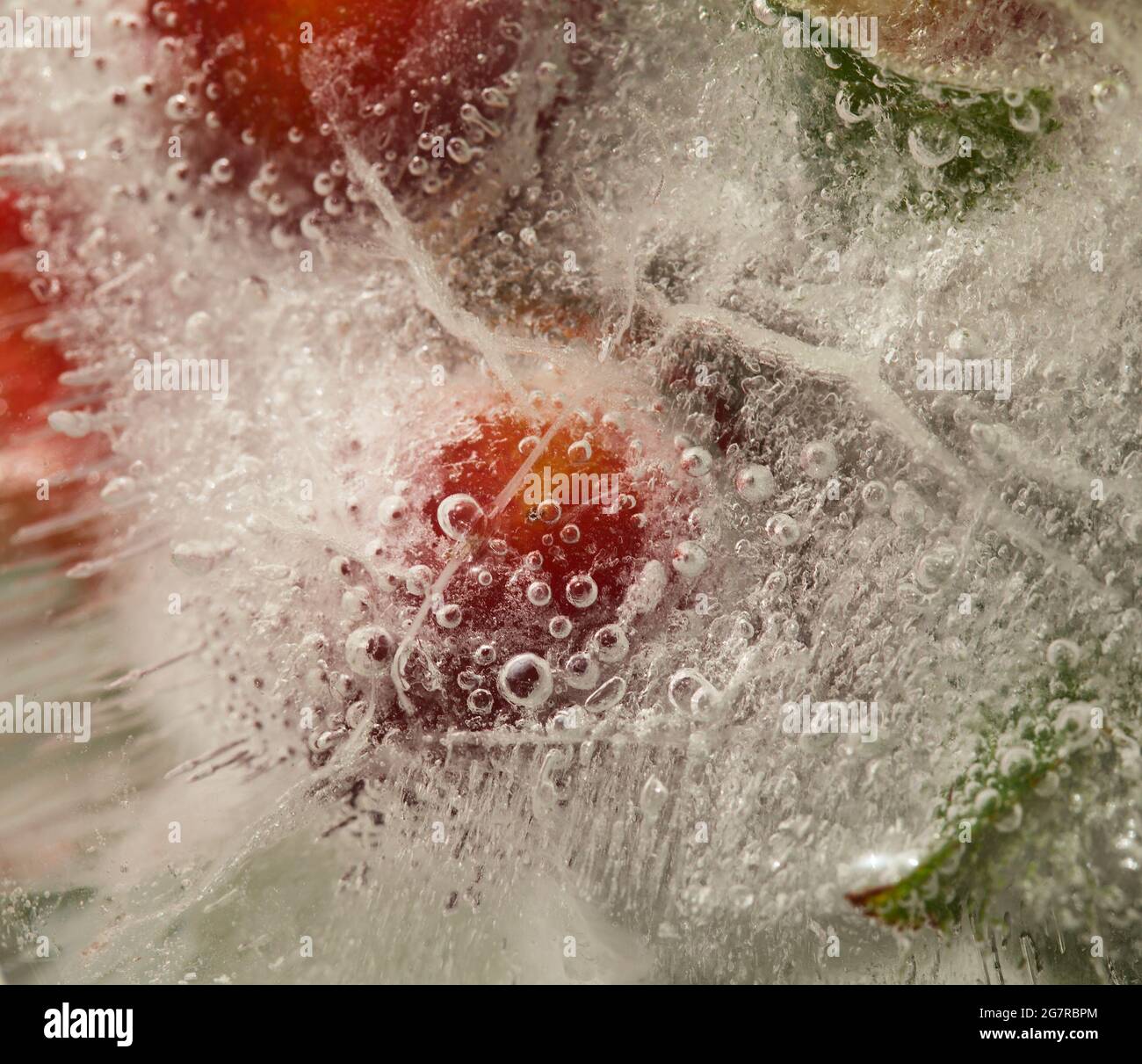 Ice texture with small round plums inside the layer of ice Stock Photo ...