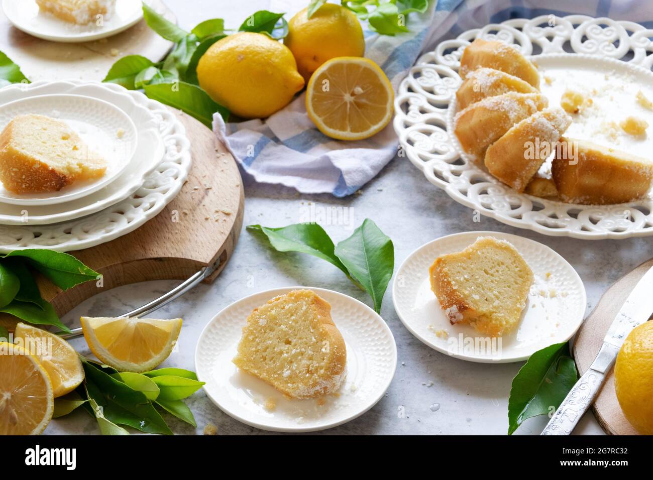 Traditional homemade lemon cake, fresh summer baking items Stock Photo ...