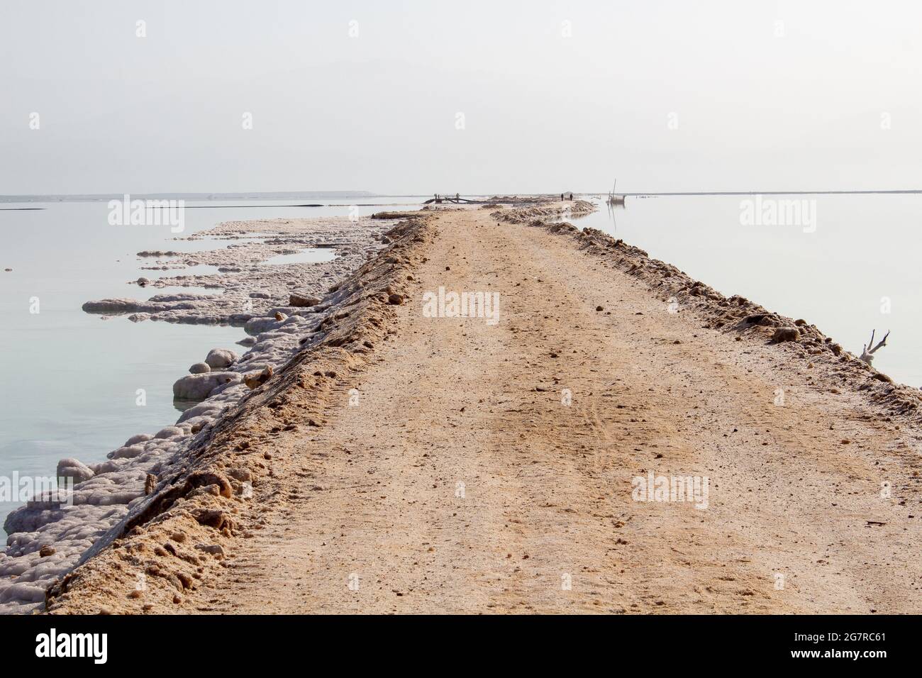 Dead Sea salt lake bordered by Jordan to the east and Israel and the ...