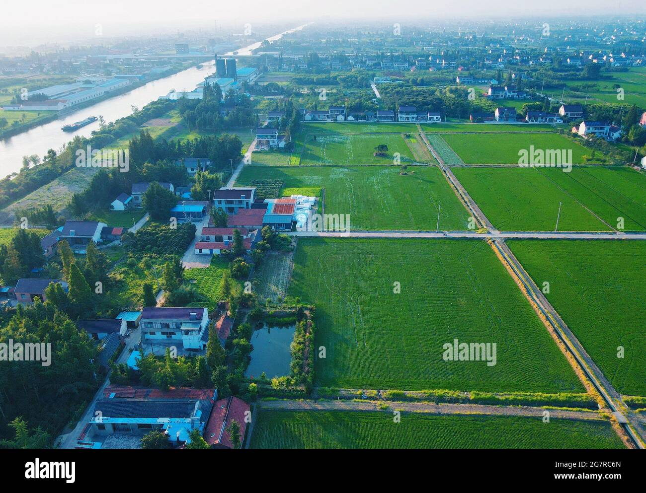 Rugao, China. 16th July, 2021. On July 14, 2021, a bird's eye view of ...