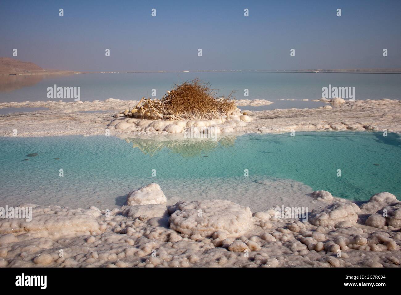 Dead Sea salt lake bordered by Jordan to the east and Israel and the ...