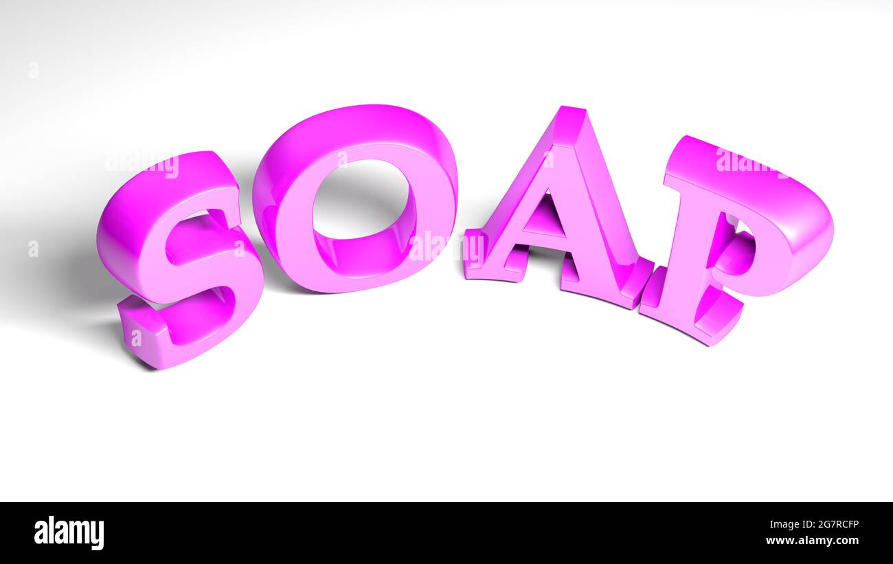 SOAP purple write isolated on white background - 3D rendering ...