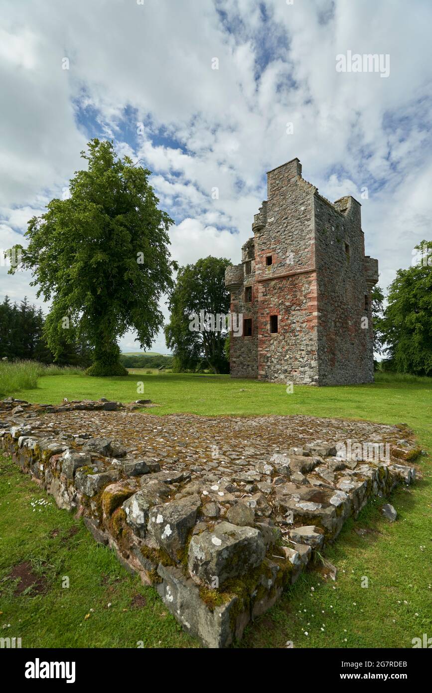 Greenknowe Tower a 16th-century tower house near Gordon in the Scottish ...