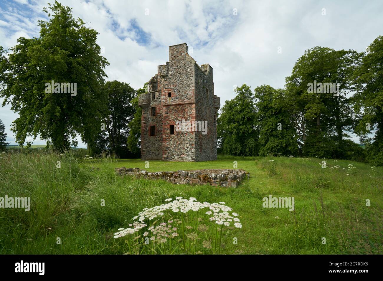 Greenknowe Tower a 16th-century tower house near Gordon in the Scottish ...