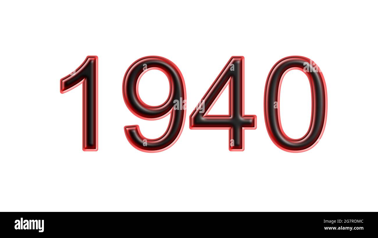 red 1940 number 3d effect white background Stock Photo - Alamy