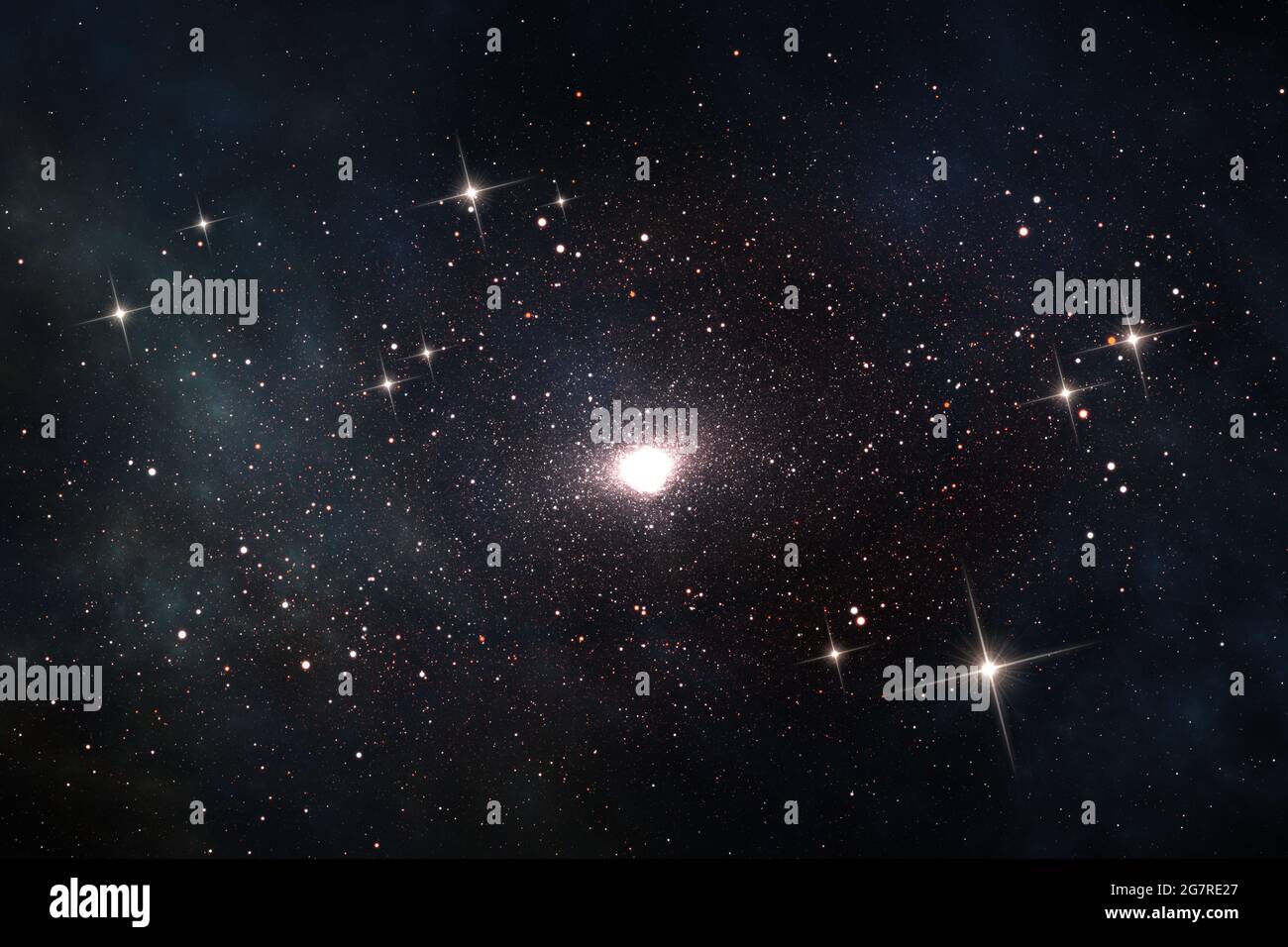 Quasar in deep space, astronomical scientific 3D illustration Stock ...