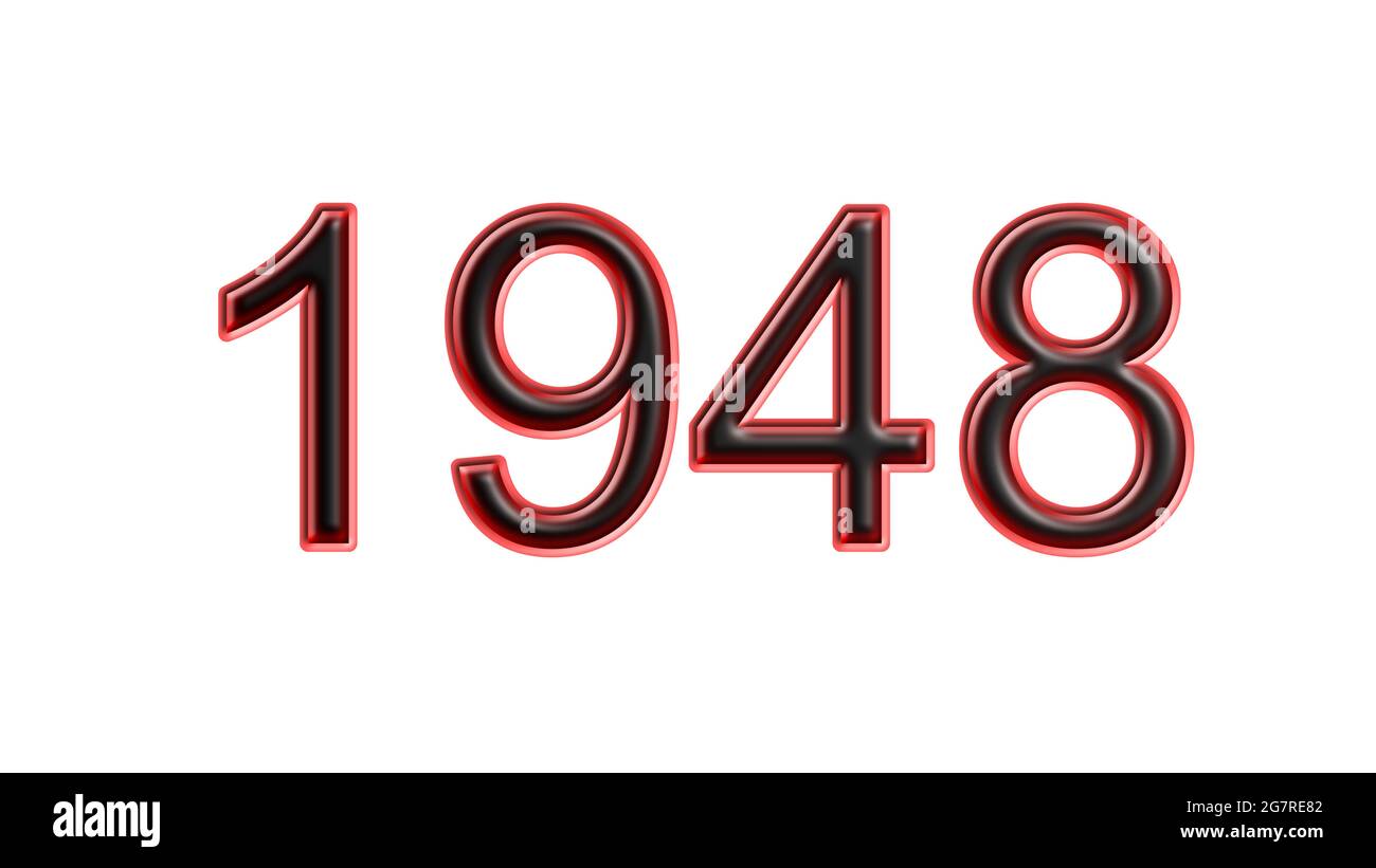 red 1948 number 3d effect white background Stock Photo - Alamy