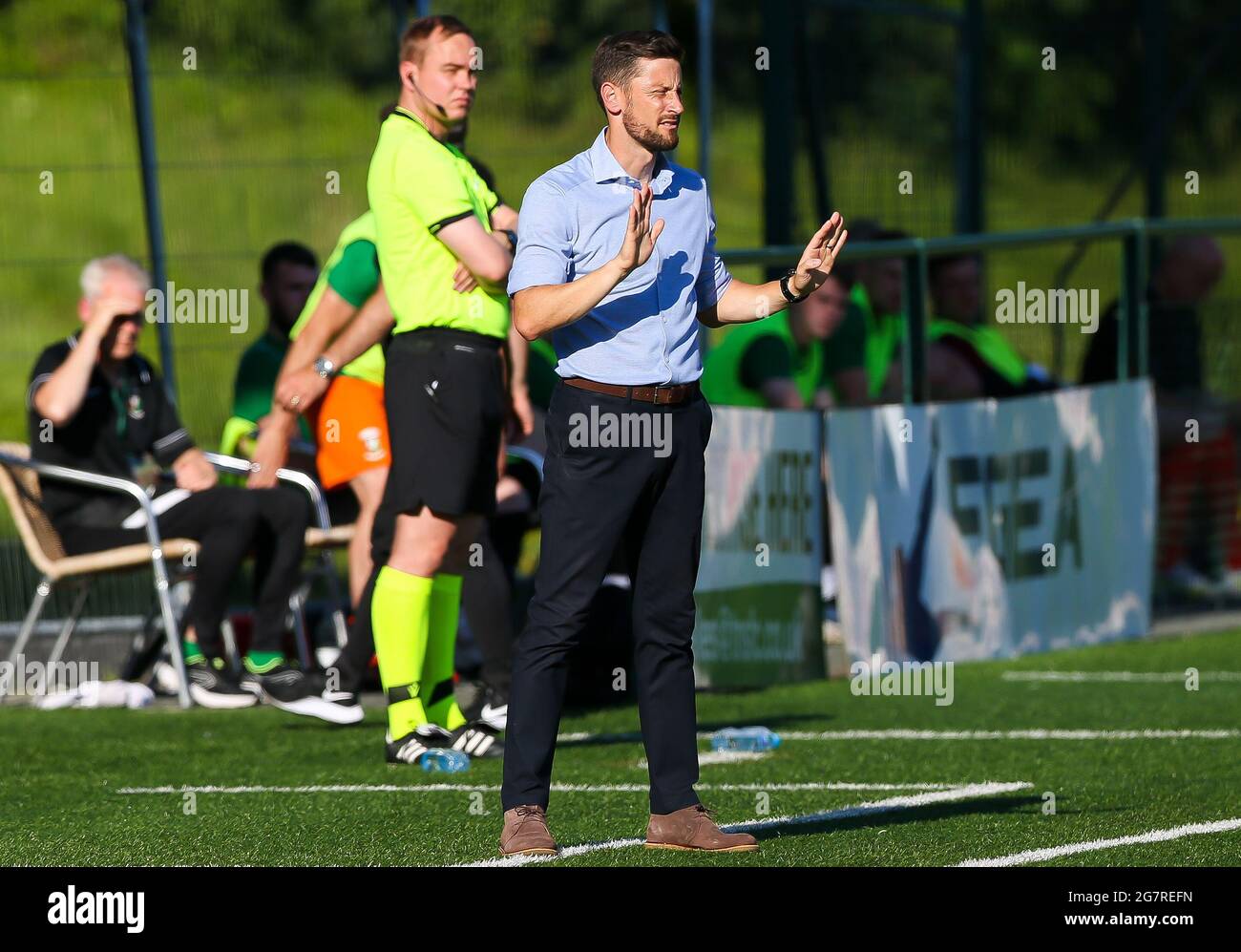 The New Saints€™ manager Anthony Limbrick during the UEFA Europa ...