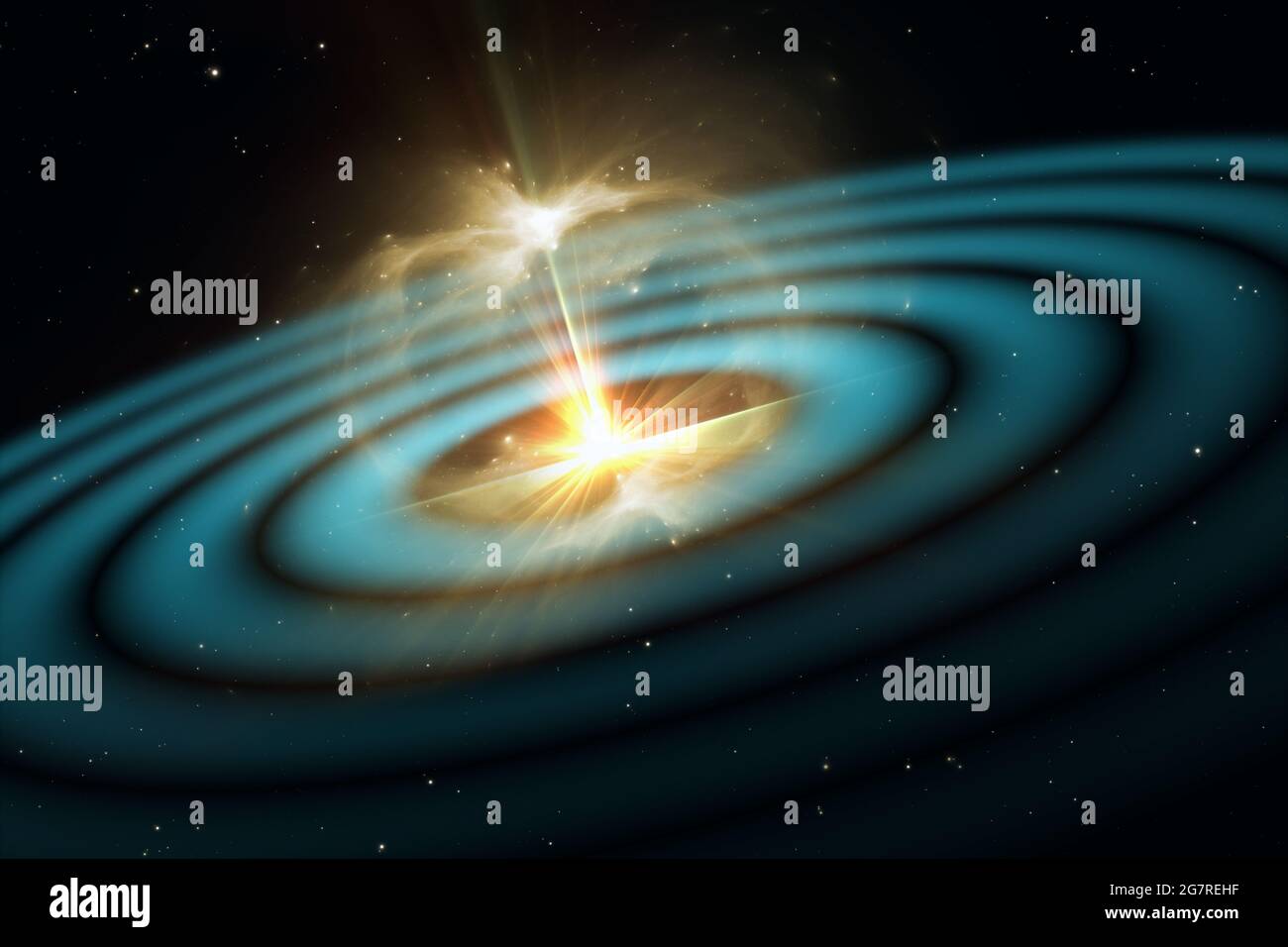 Gravitational waves, vibrations in spacetime, 3D illustration Stock ...