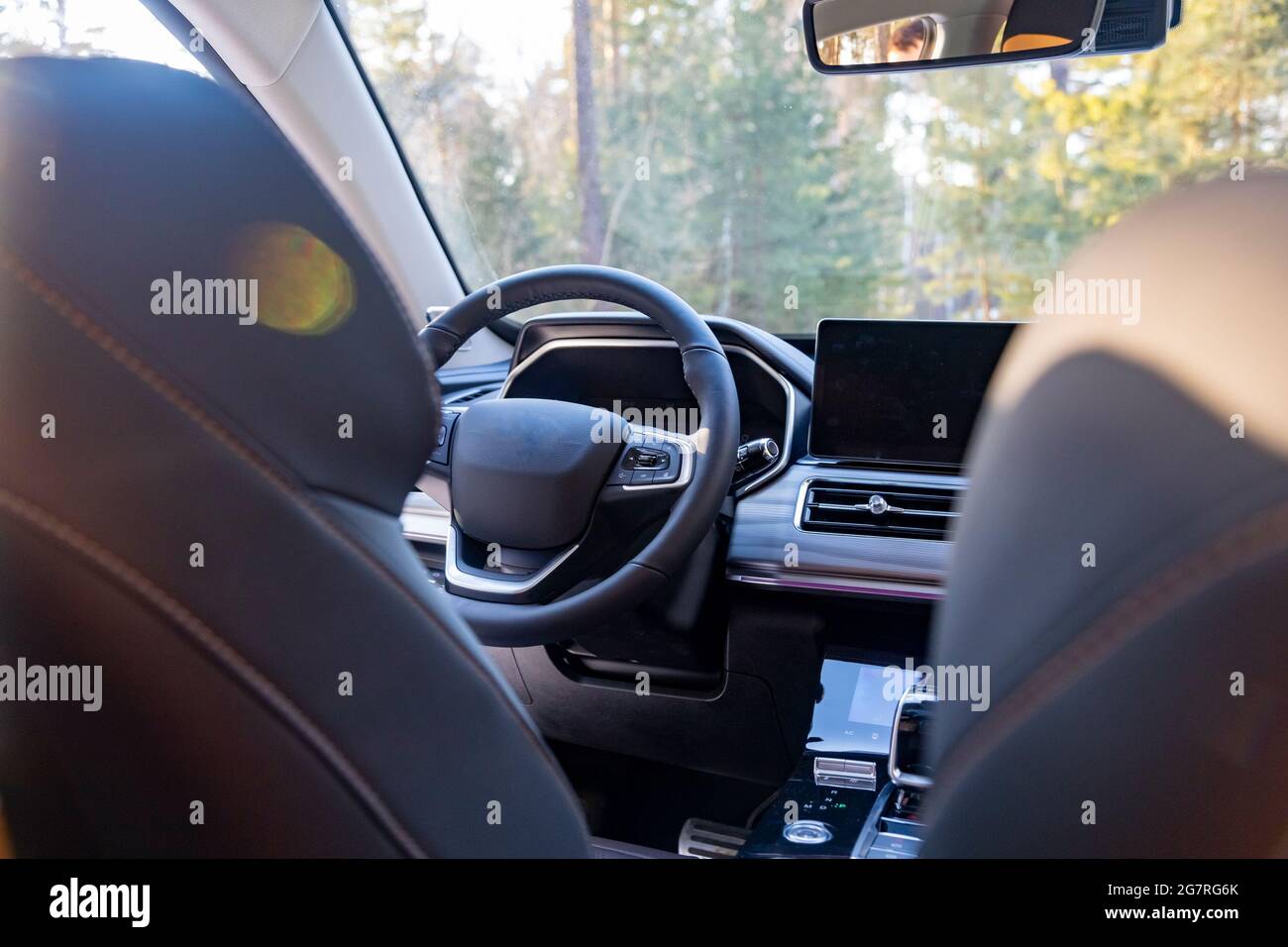 empty modern car interior. empty driver's seat in a premium modern car ...