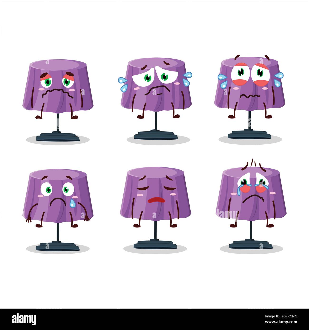 Magic desk lamp cartoon character with sad expression. Vector ...