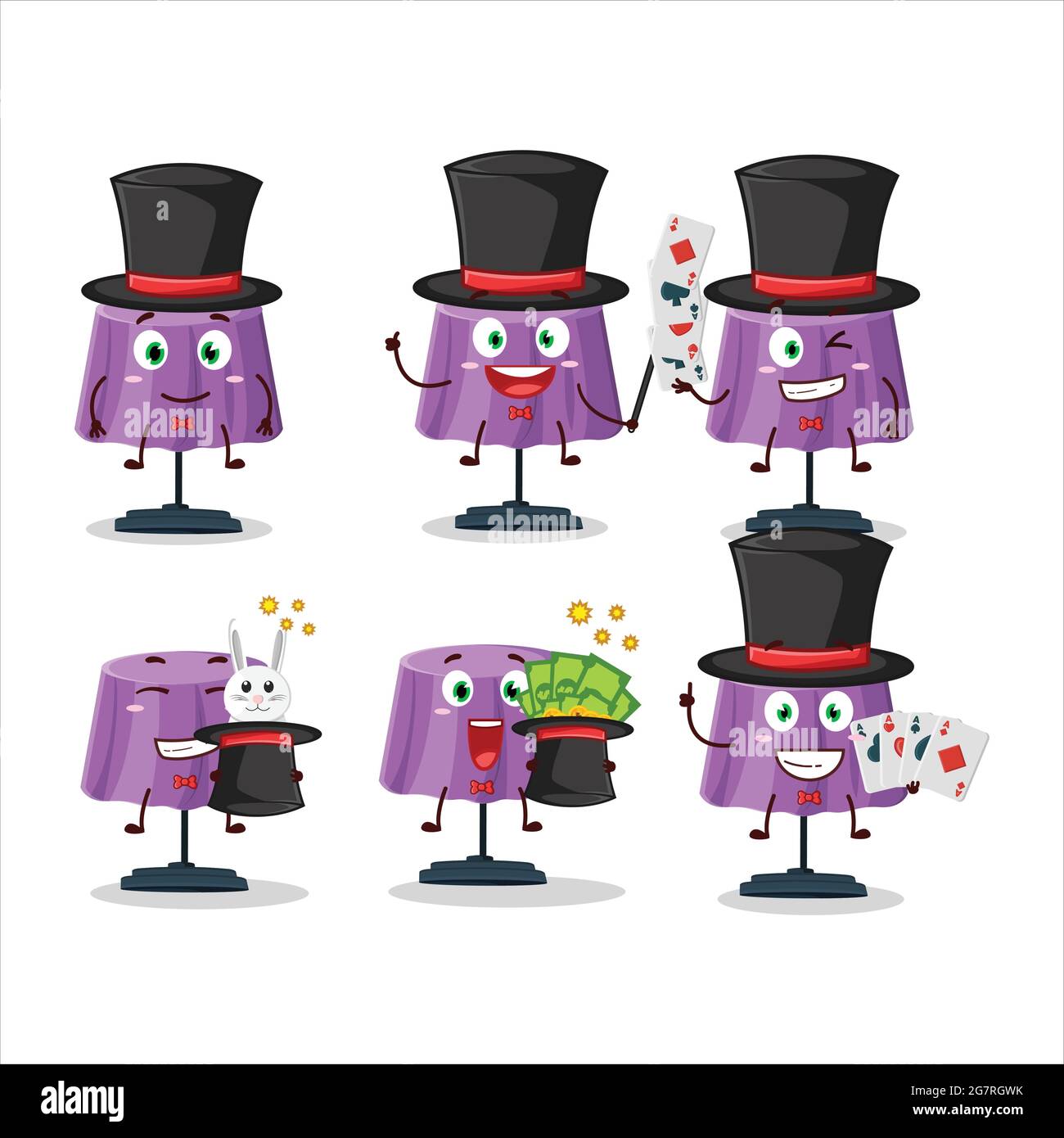 A magic desk lamp Magician cartoon character perform on a stage. Vector ...