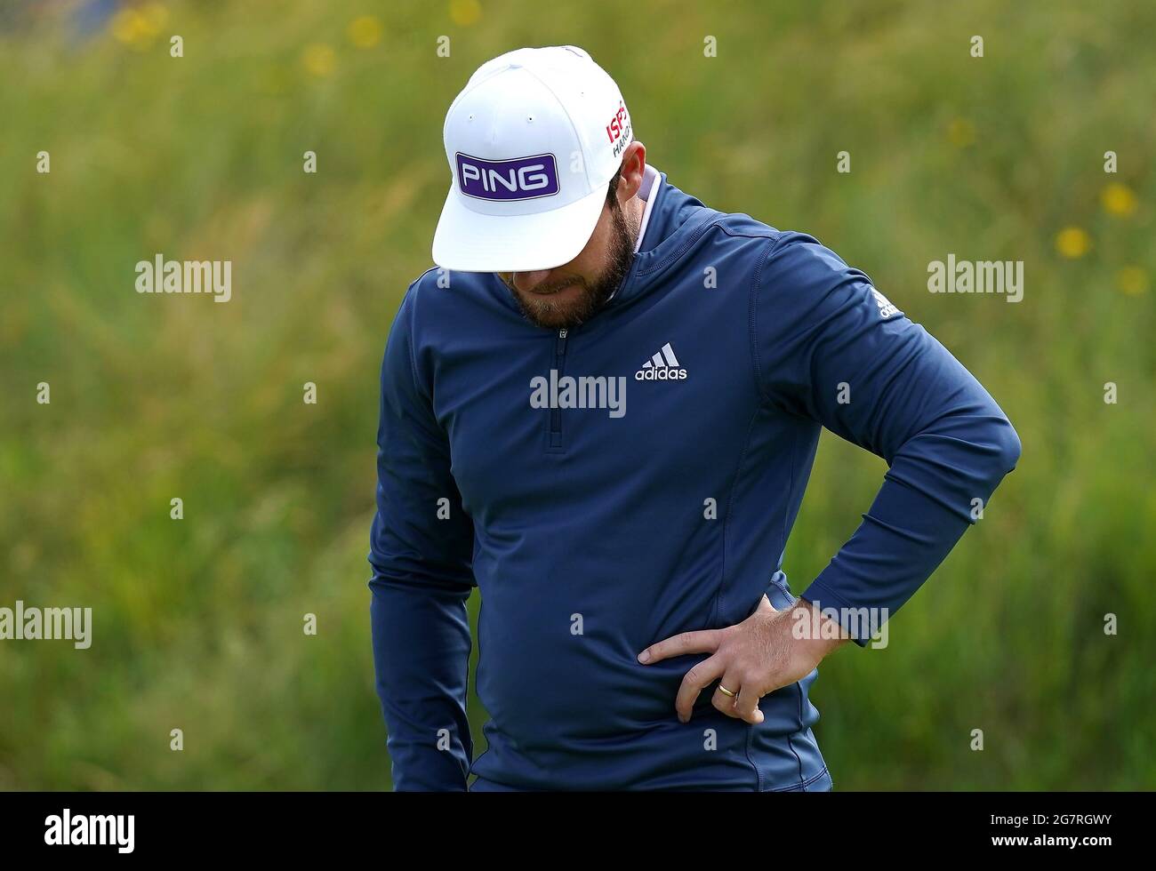 England's Tyrrell Hatton appears frustrated during day two of The Open ...