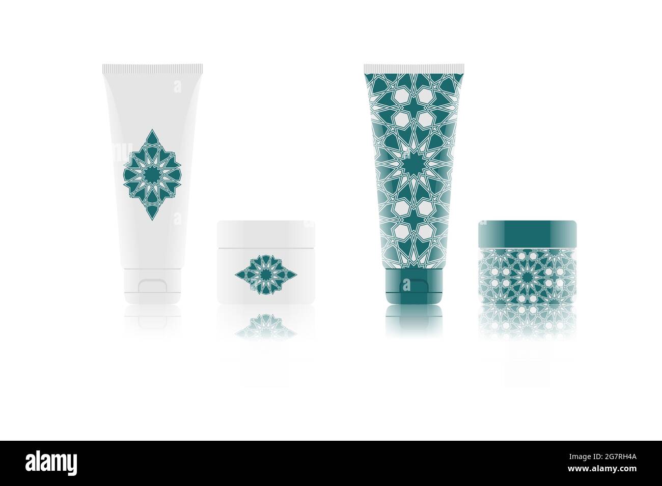 Mockups for cream tubes with islamic pattern isolated on white ...