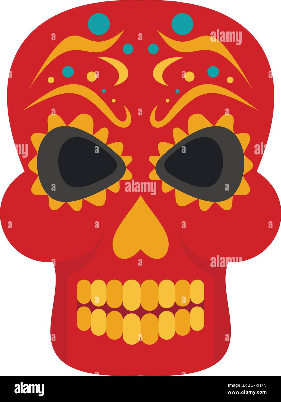Dead mexican skull icon. Flat illustration of dead mexican skull vector ...