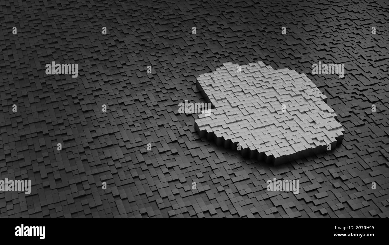 3d Rendering Metal Cubes In Shape Of Symbol Of Allergic Reaction On