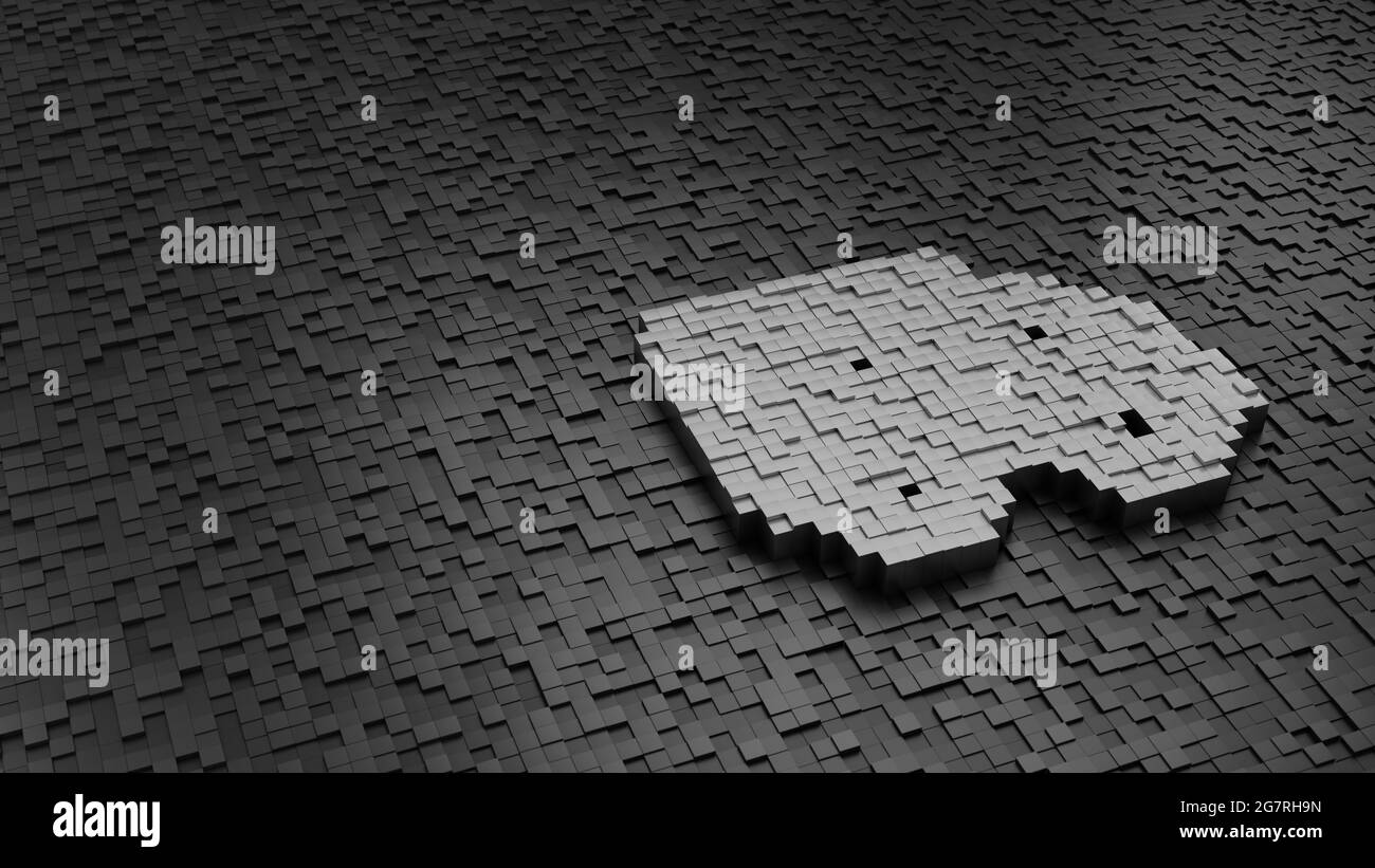 3d rendering metal cubes in shape of symbol of ambulance light silver ...