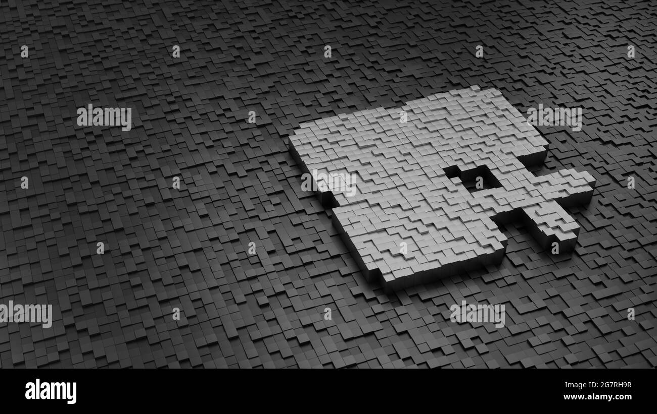 3d Rendering Metal Cubes In Shape Of Symbol Of Mobile Application Light