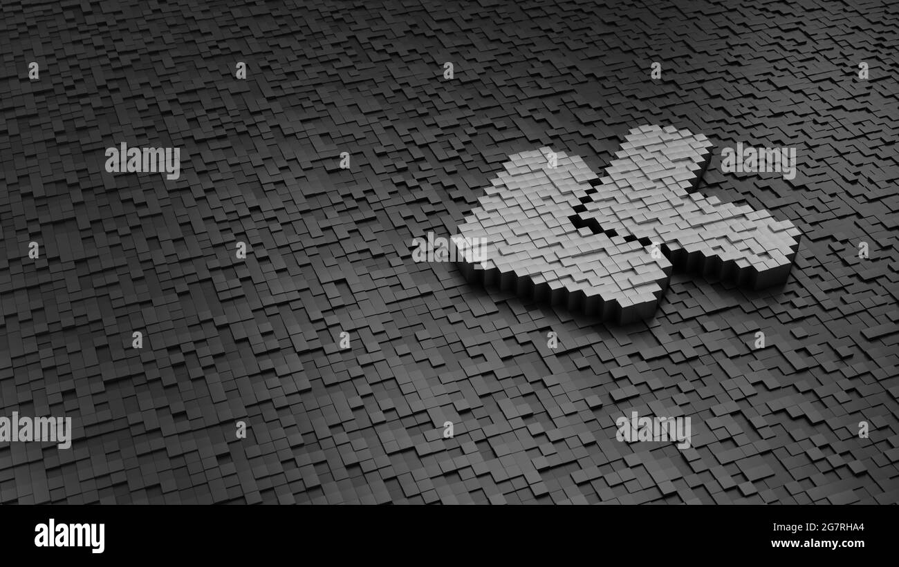 3d Rendering Metal Cubes In Shape Of Thick Symbol Of Angle Double Arrow