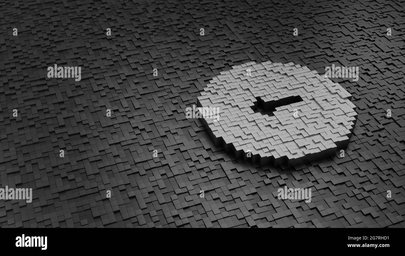 3d rendering metal cubes in shape of symbol of close left rounded arrow ...
