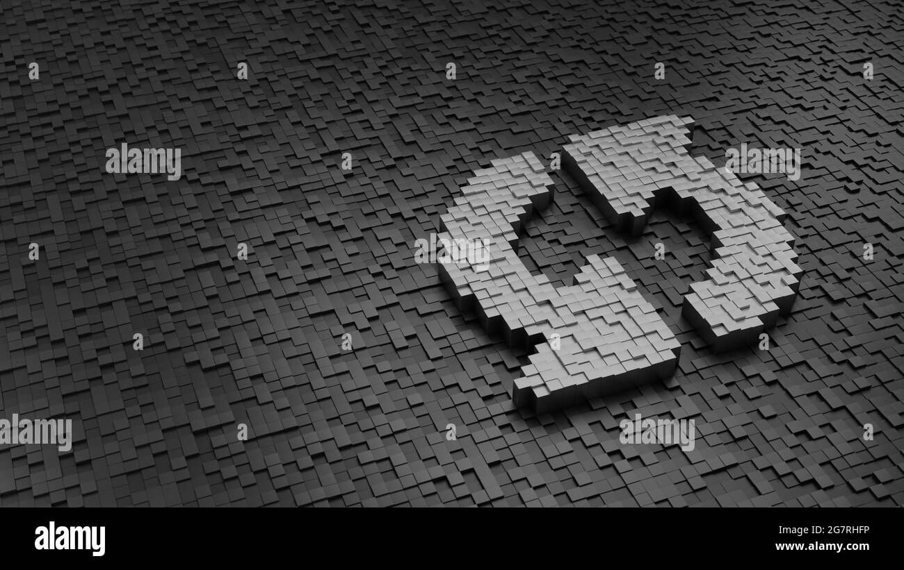 3d rendering metal cubes in shape of clockwise symbol of double refresh ...