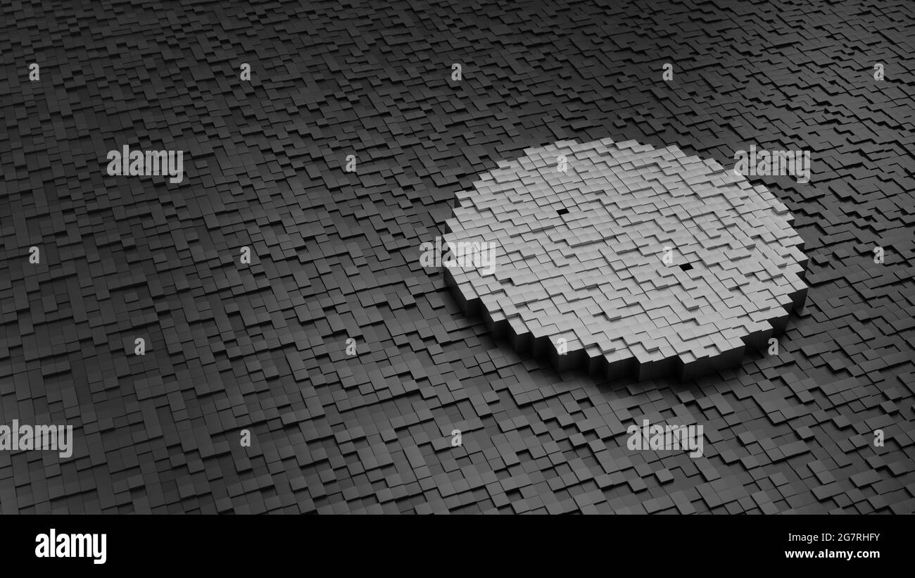 3d Rendering Metal Cubes In Shape Of Symbol Of Inverse Up And Down Arrows In Circle Light Silver