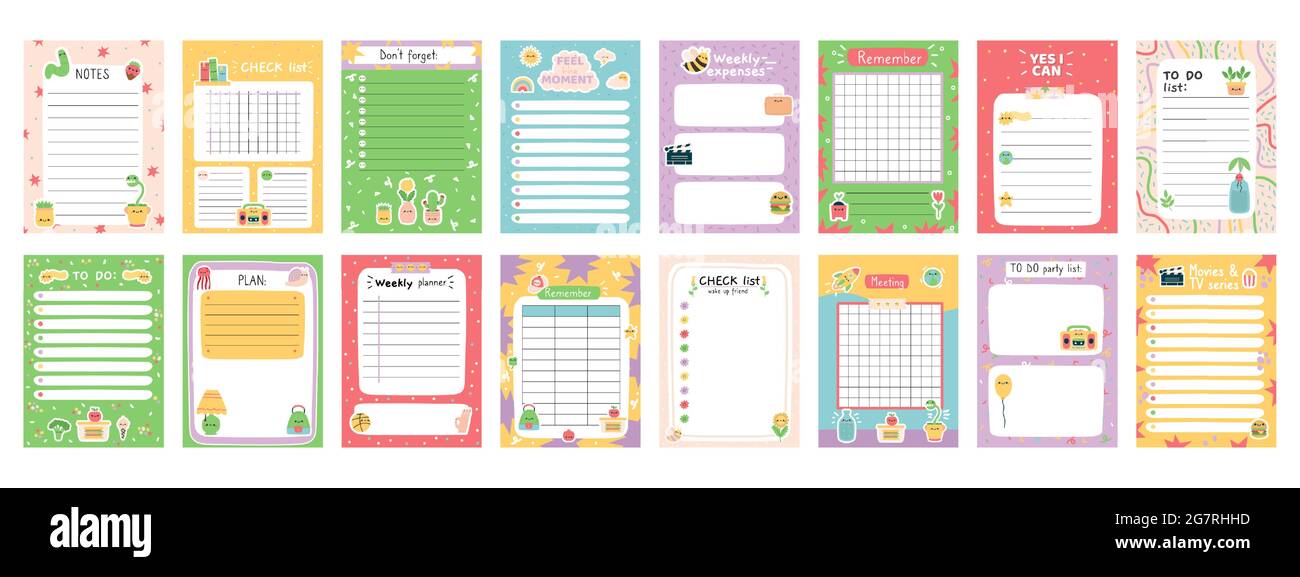 Daily note planners. Weekly scheduler, to do list, note paper or ...