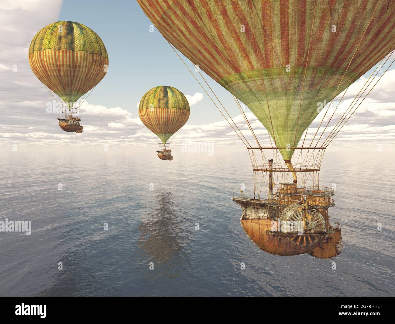 Fantasy hot air balloons over the sea Stock Photo - Alamy