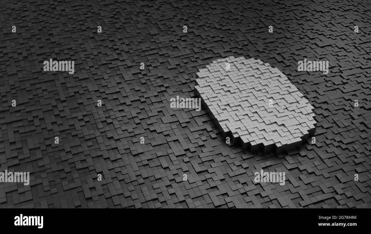 3d rendering metal cubes in shape of inverted symbol of Bluetooth in ...