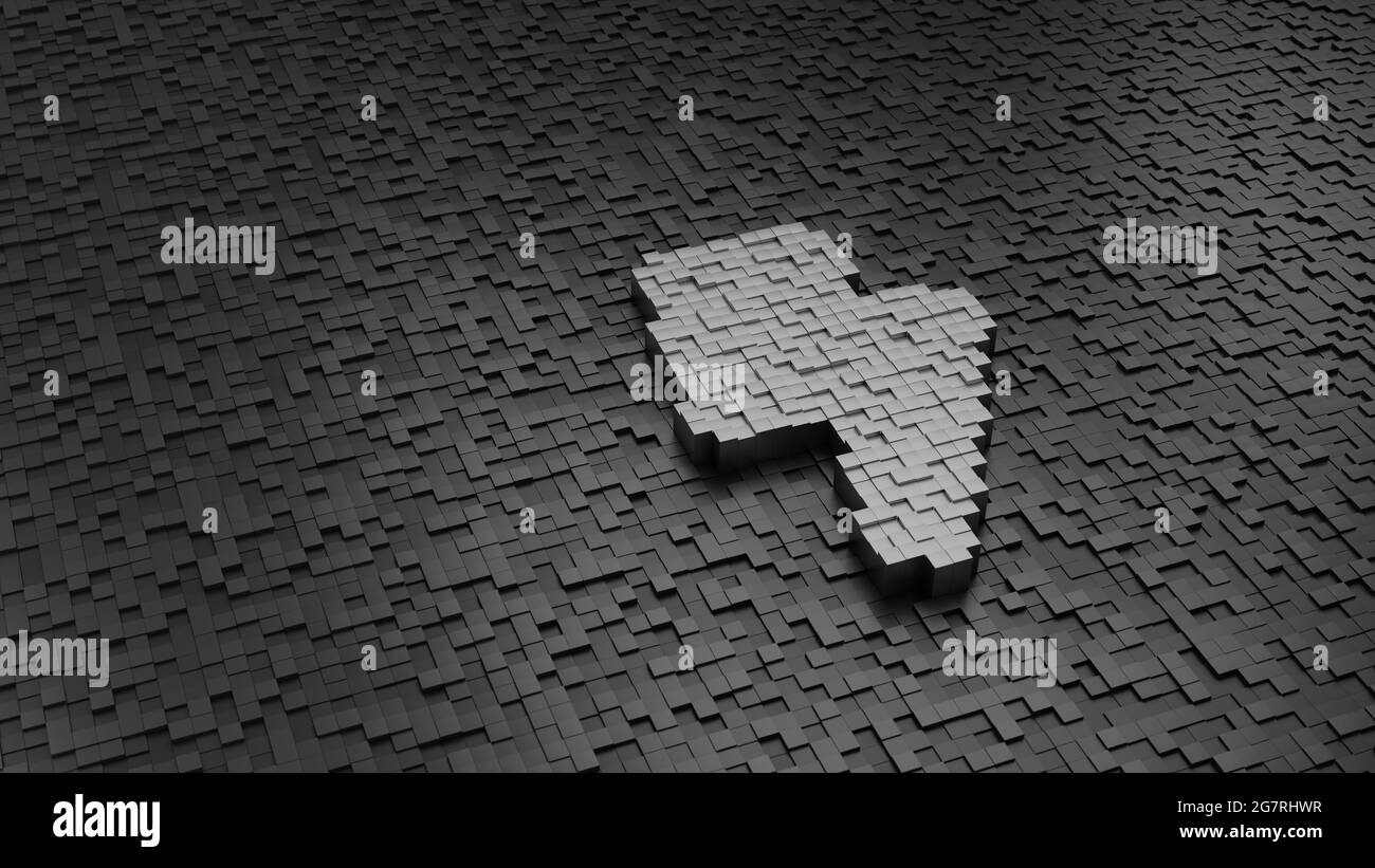 3d Rendering Metal Cubes In Shape Of Symbol Of Bolt Of Lightning Light