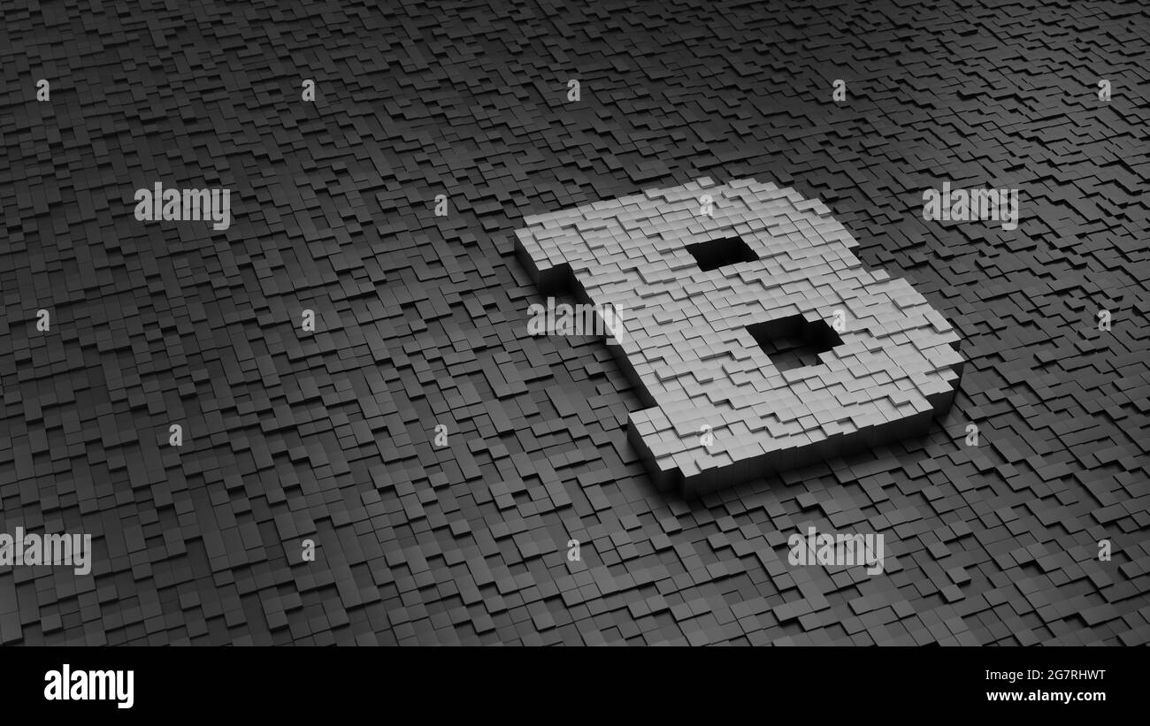 3d rendering metal cubes in shape of symbol of bold font light silver ...