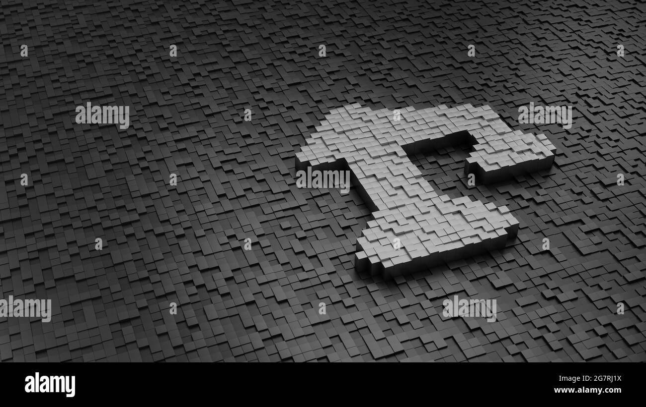 3d rendering metal cubes in shape of symbol of building crane light ...