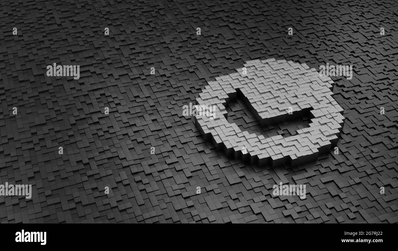 3d rendering metal cubes in shape of symbol of pie chart with slice ...