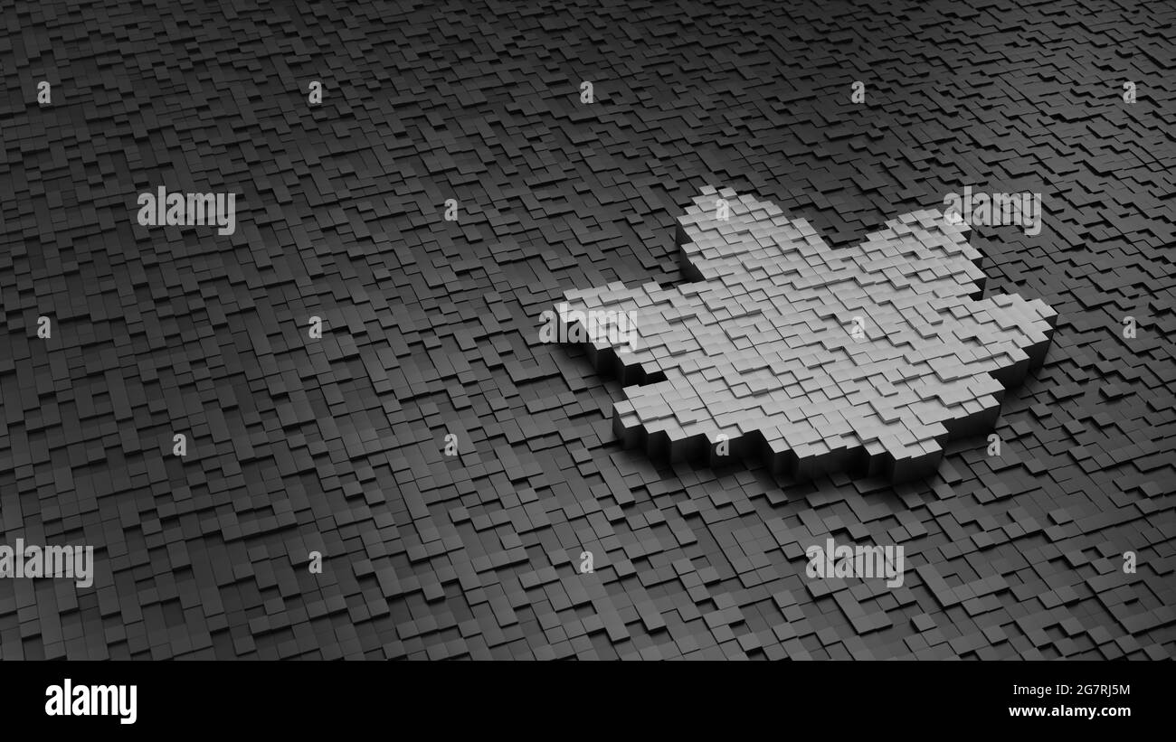 3d rendering metal cubes in shape of symbol of cannabis leaf light ...