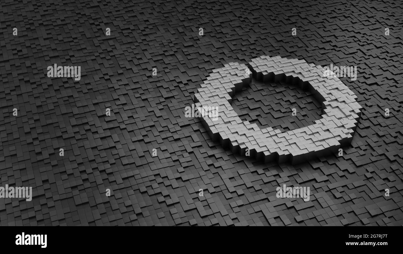 3d Rendering Metal Cubes In Shape Of Symbol Of Circle Notch Light