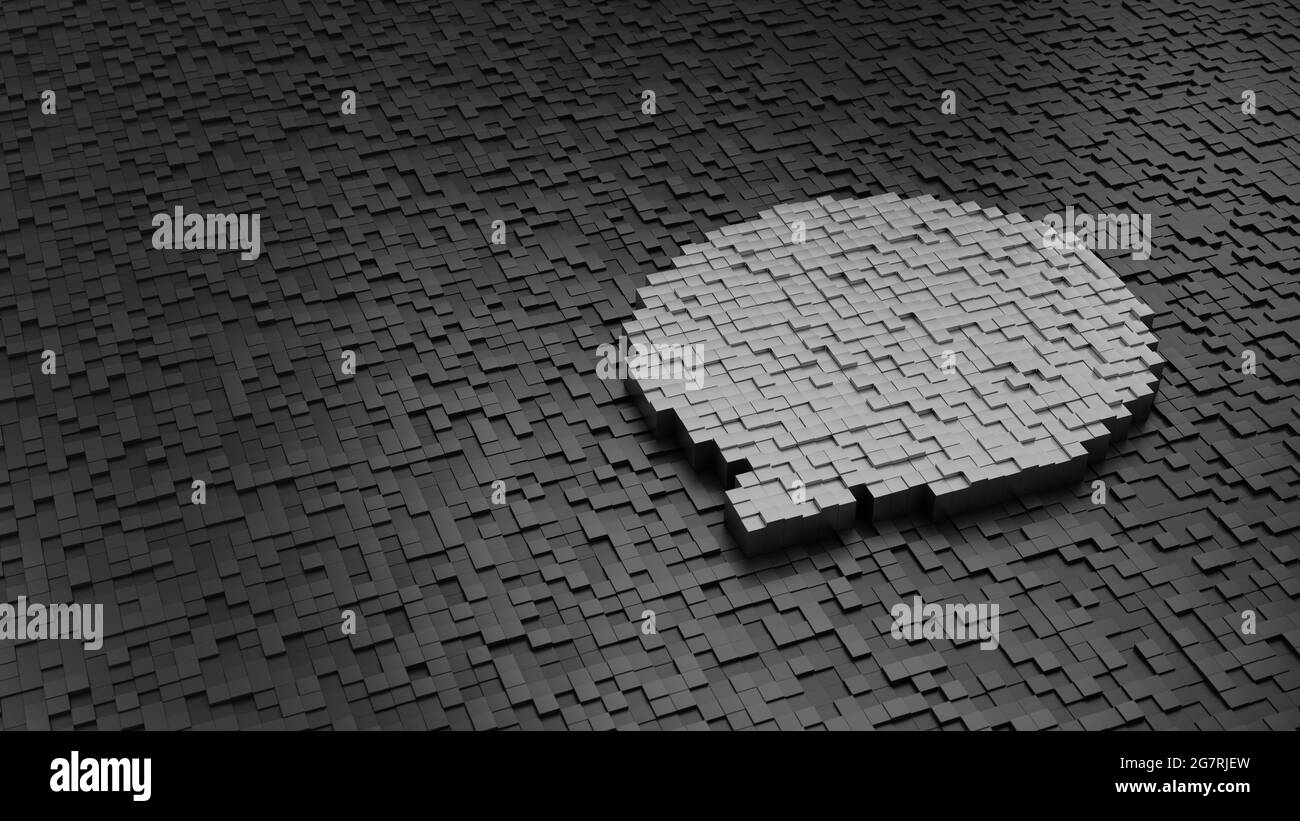 3d rendering metal cubes in shape of symbol of rounded chat bubbles ...